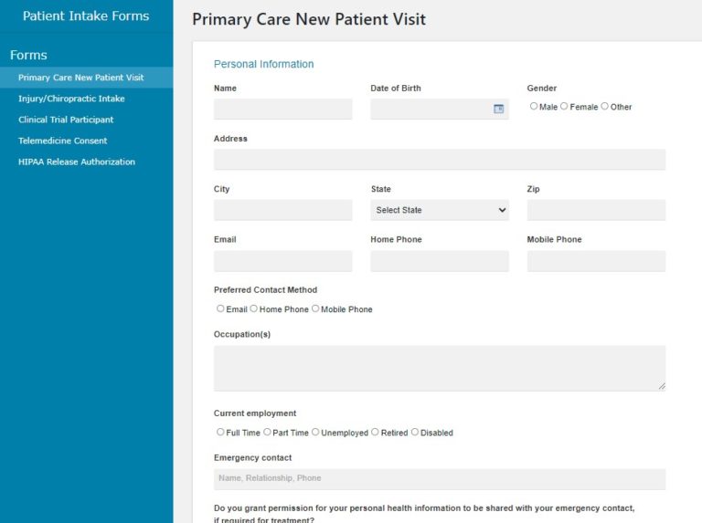 Patient Intake Forms - Apps by ZoneWD